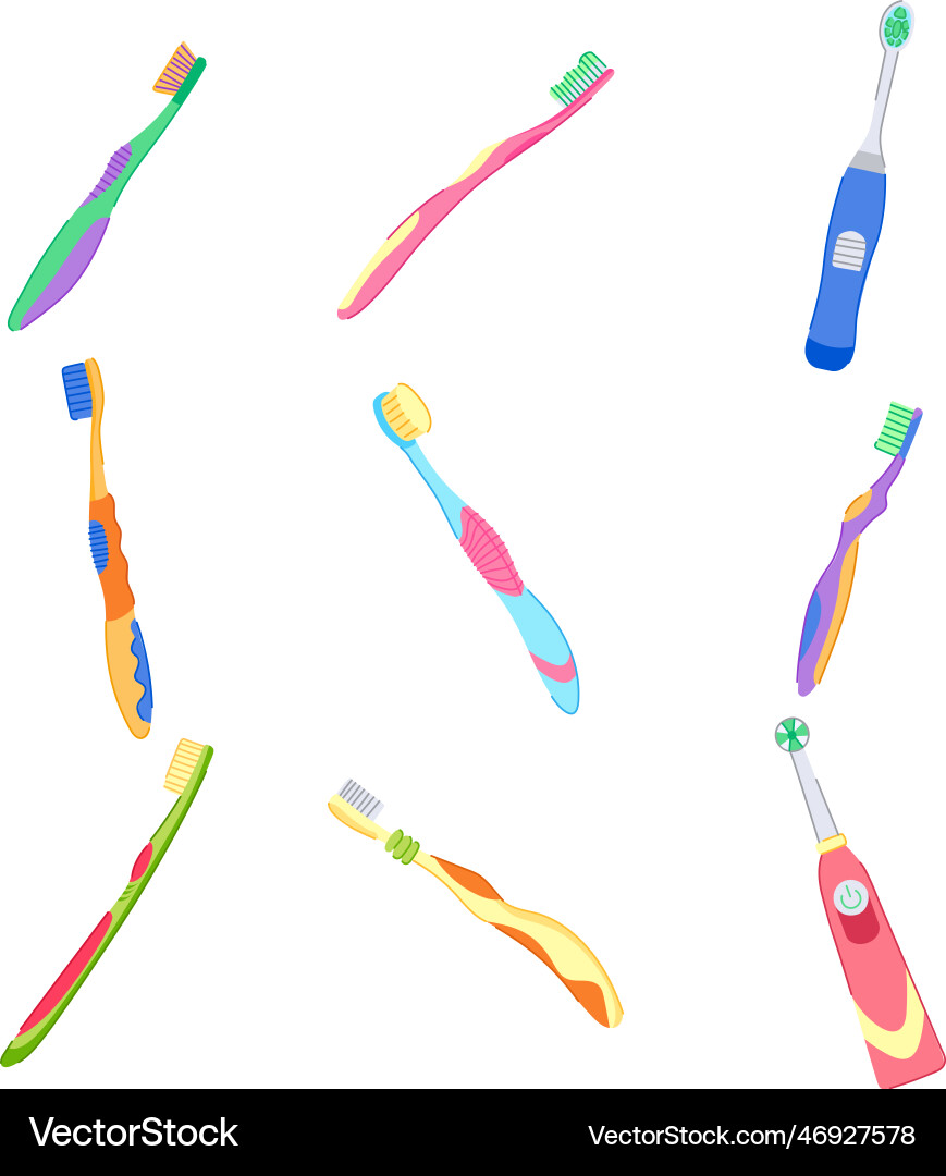 Cartoon Toothbrush Set Royalty Free Vector Image