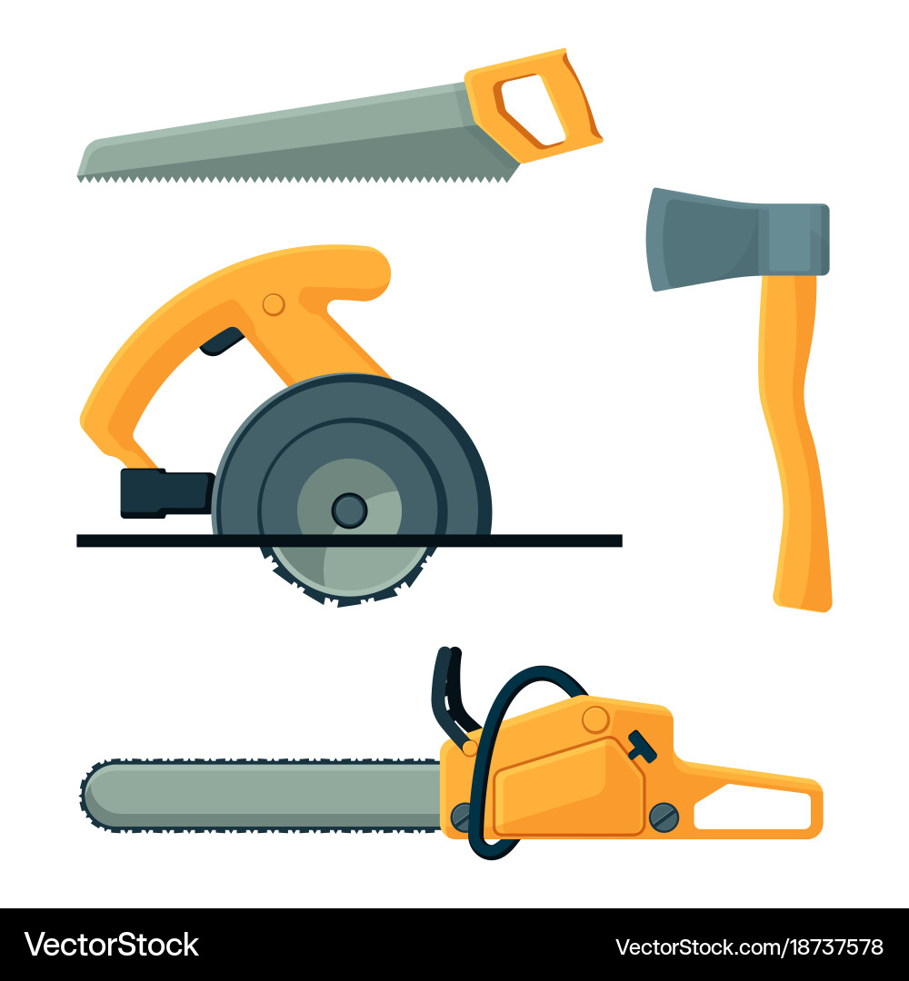 Deforestation icons of tools collection Royalty Free Vector