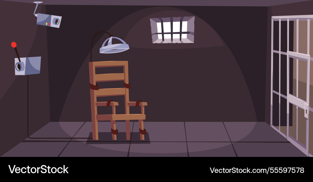 Electric chair in prison cell empty capital Vector Image