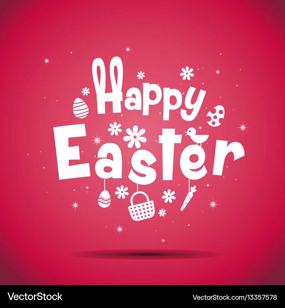 Happy easter typography bunny egg Royalty Free Vector Image