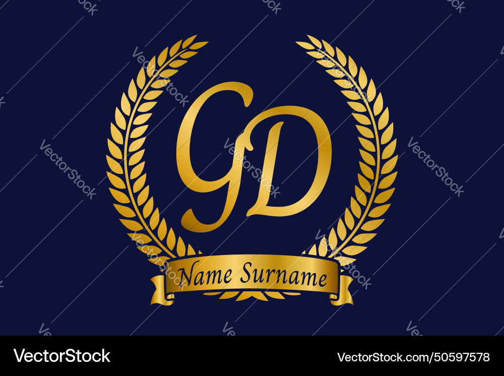 Initial letter g and d gd monogram logo design Vector Image