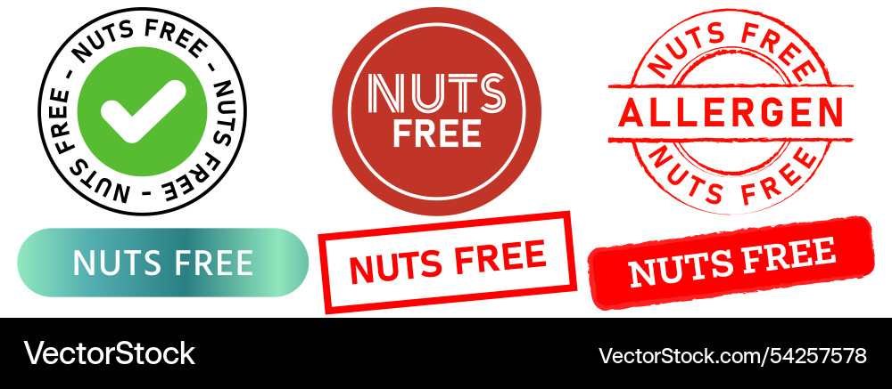 Nuts free allergen information stamp colorful Vector Image