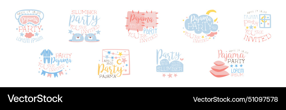 Pajama and slumber party invitation text Vector Image