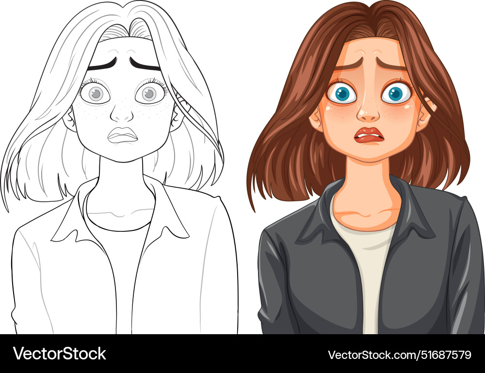 A woman with concerned expression Royalty Free Vector Image