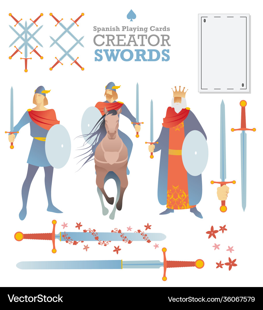 Creator deck spanish playing cards swords Vector Image