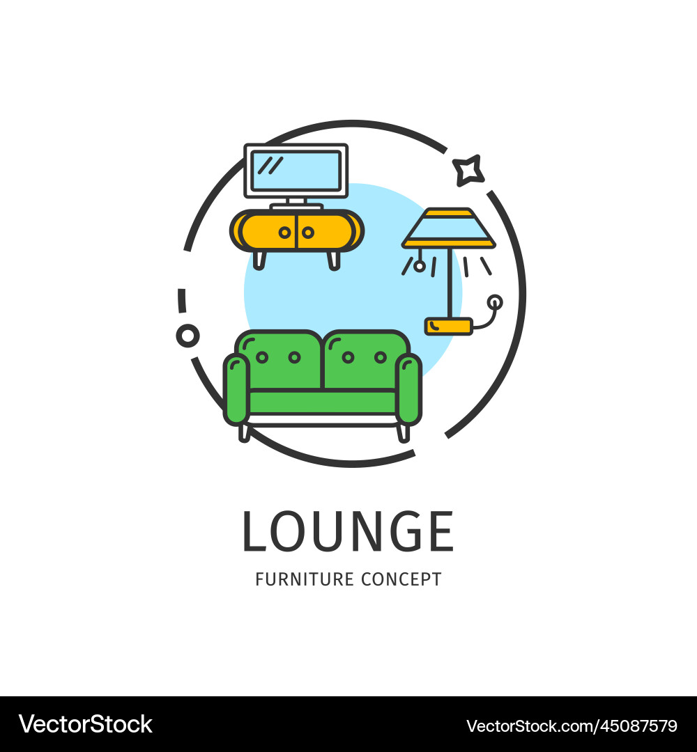 Furniture Line Icons - Lounge Royalty Free Vector Image