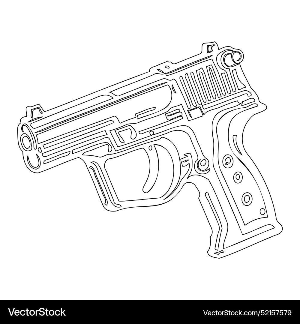 Gun galaxy outline sketch Royalty Free Vector Image