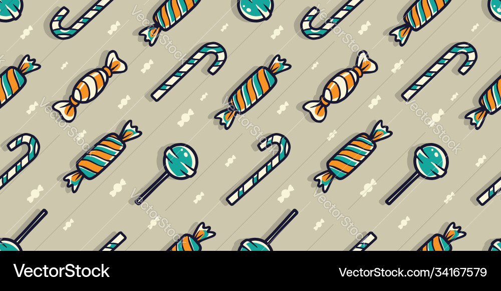 Holiday pattern wallpaper with sweets and candy Vector Image
