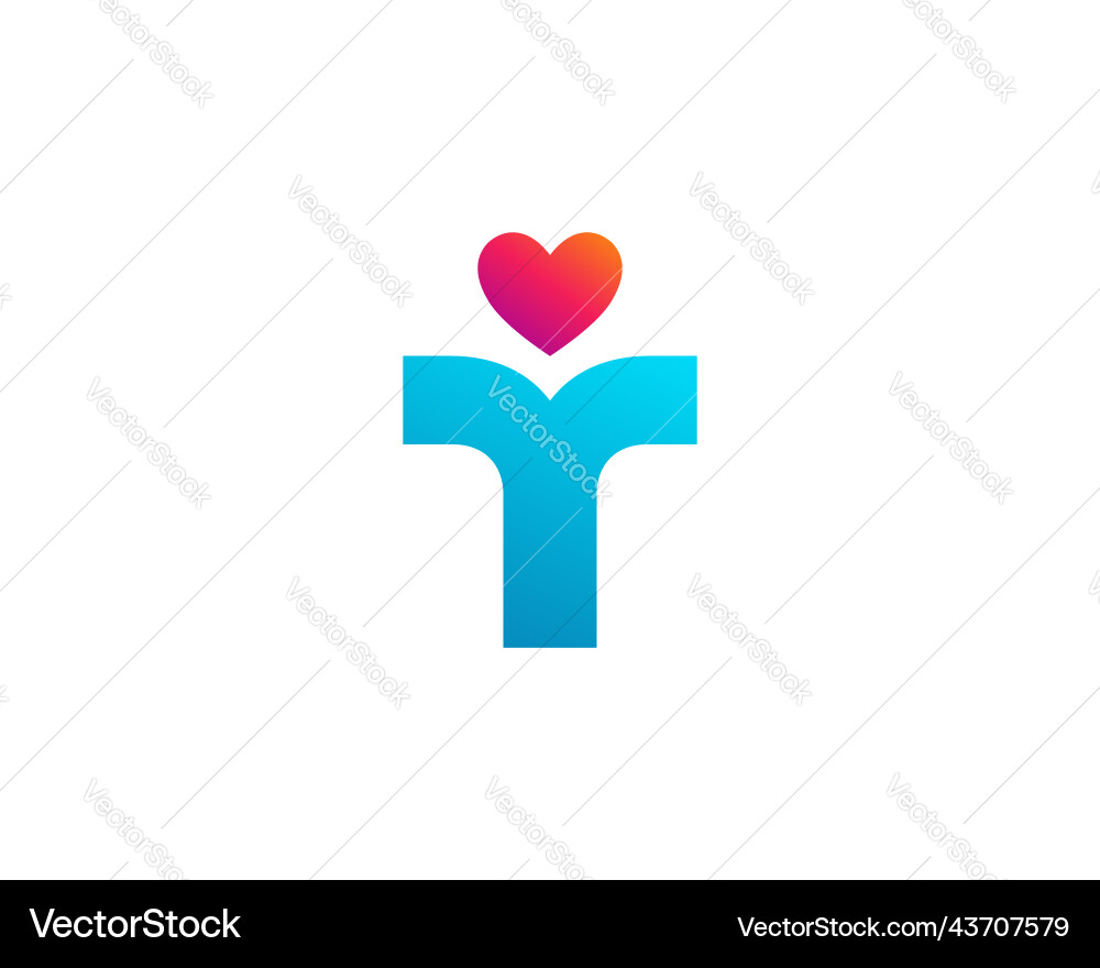 Letter t with heart logo icon design template Vector Image