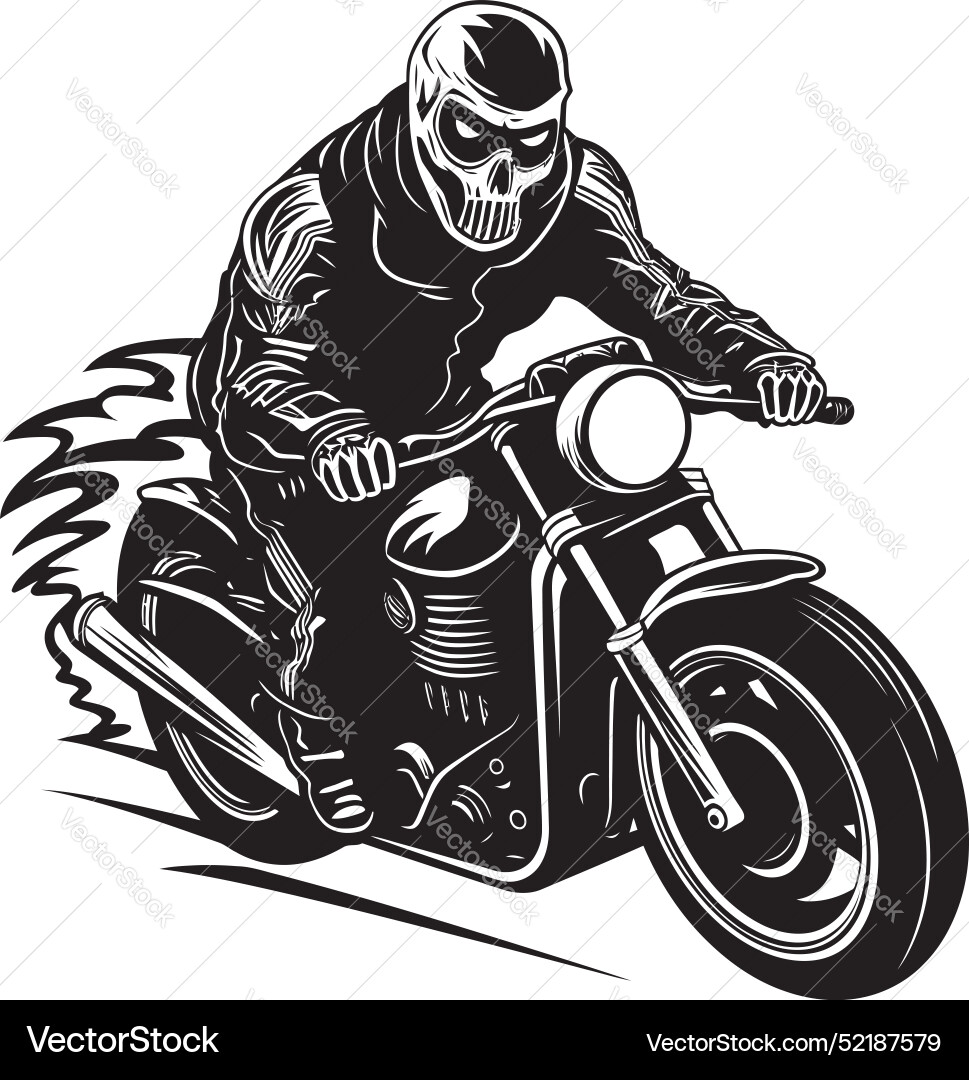 Phantom pedaler skeleton riding motorbike design Vector Image
