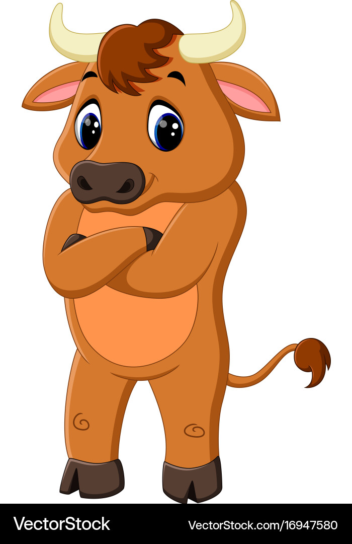 Cute baby bull cartoon Royalty Free Vector Image