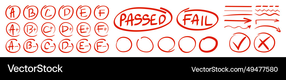 Exam Marks Doodle - School Test Results Royalty Free Vector
