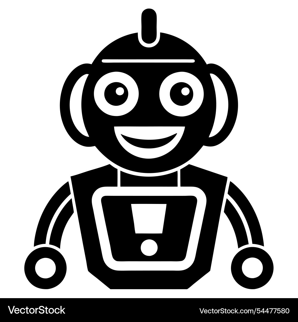 Friendly robot mascot logo icon silhouette art Vector Image