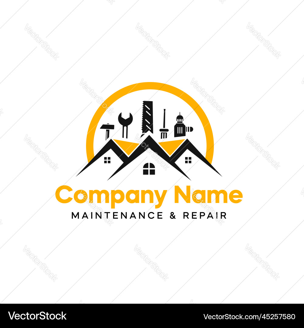 Home remodeling and repair logo design with tools Vector Image