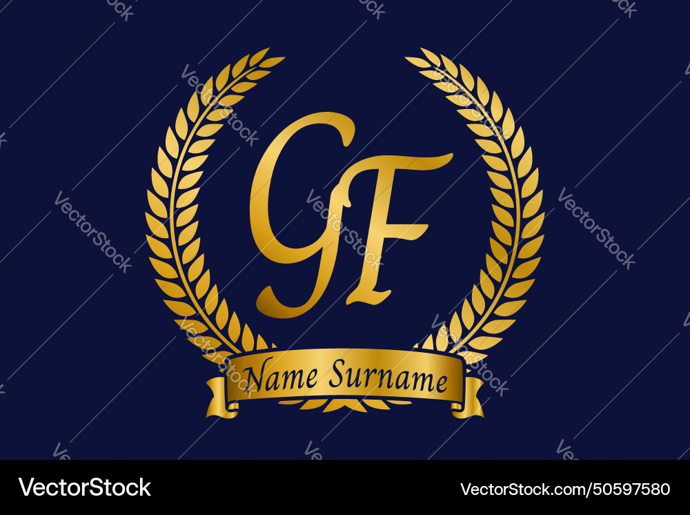 Initial letter g and f gf monogram logo design Vector Image