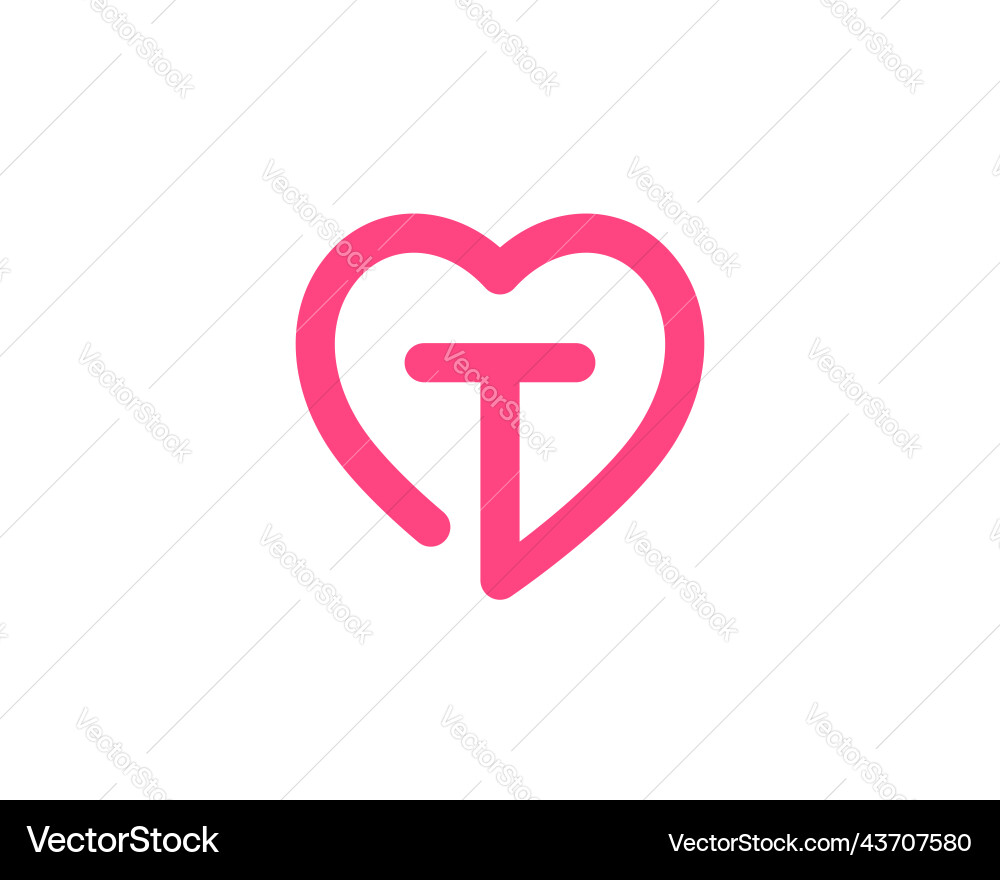 Letter t with heart logo icon design template Vector Image