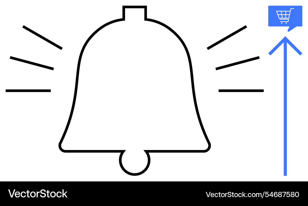 Notification bell with shopping cart arrow Vector Image