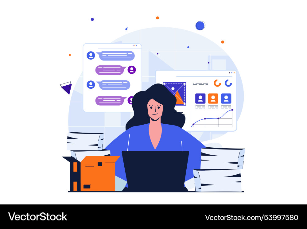 Office work modern flat concept for web banner Vector Image