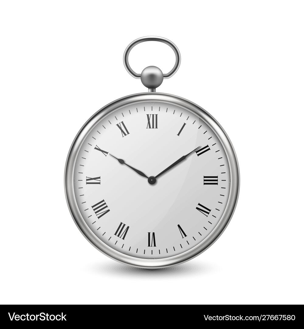 Silver Vintage Pocket Watch Royalty Free Vector Image