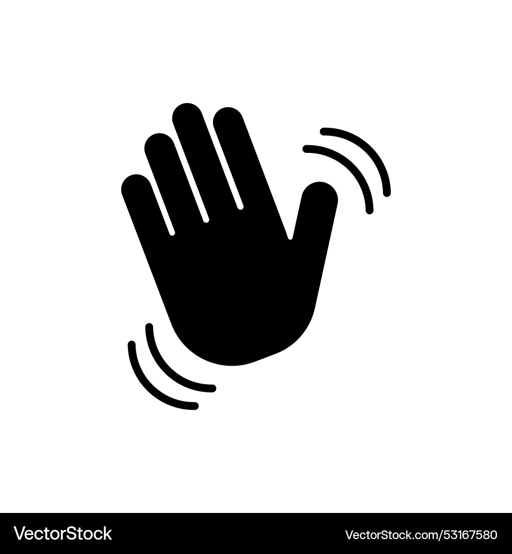 Waving hand icon black silhouette gesture signal Vector Image