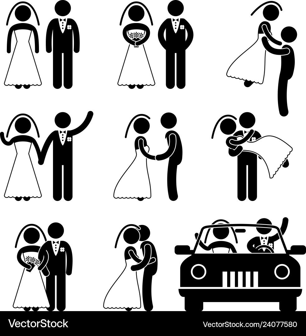 Wedding bride bridegroom married marry marriage Vector Image