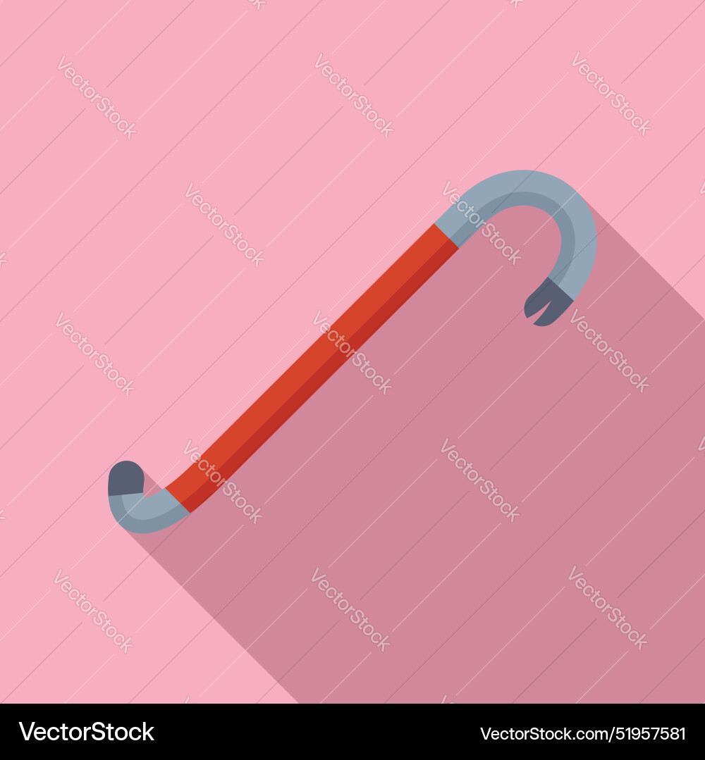 Crowbar tool lying flat with long shadow Vector Image
