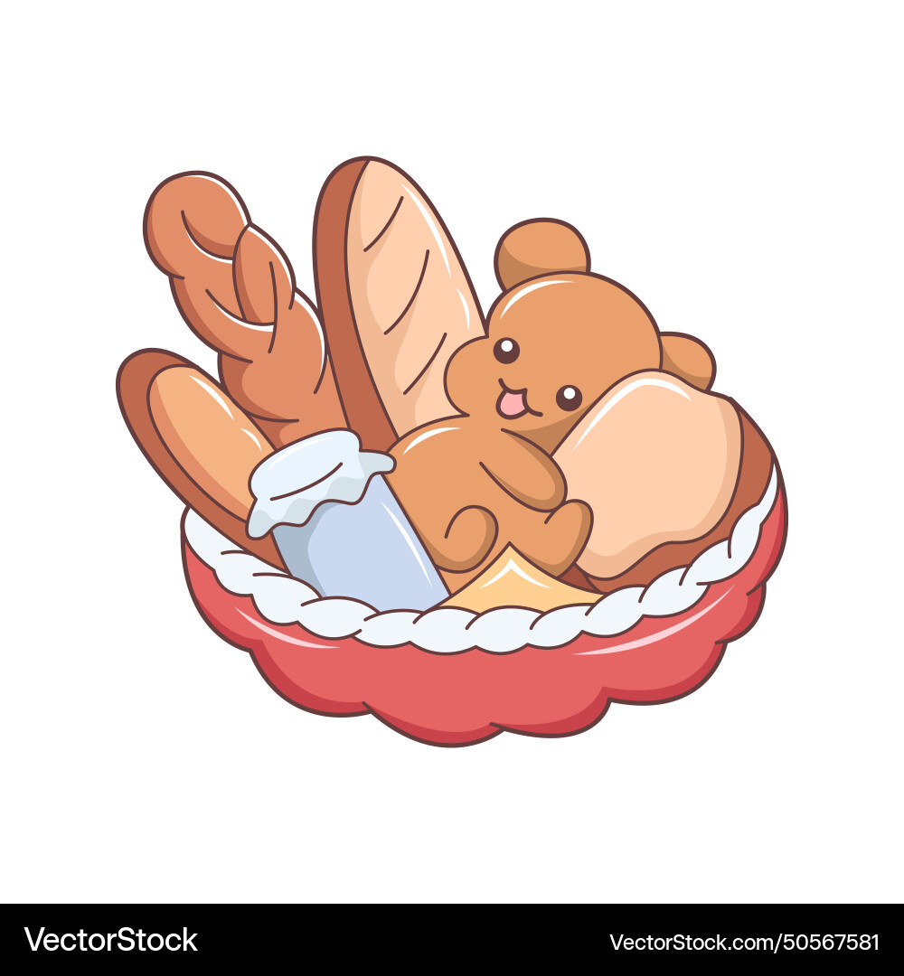 Cute bread character design Royalty Free Vector Image