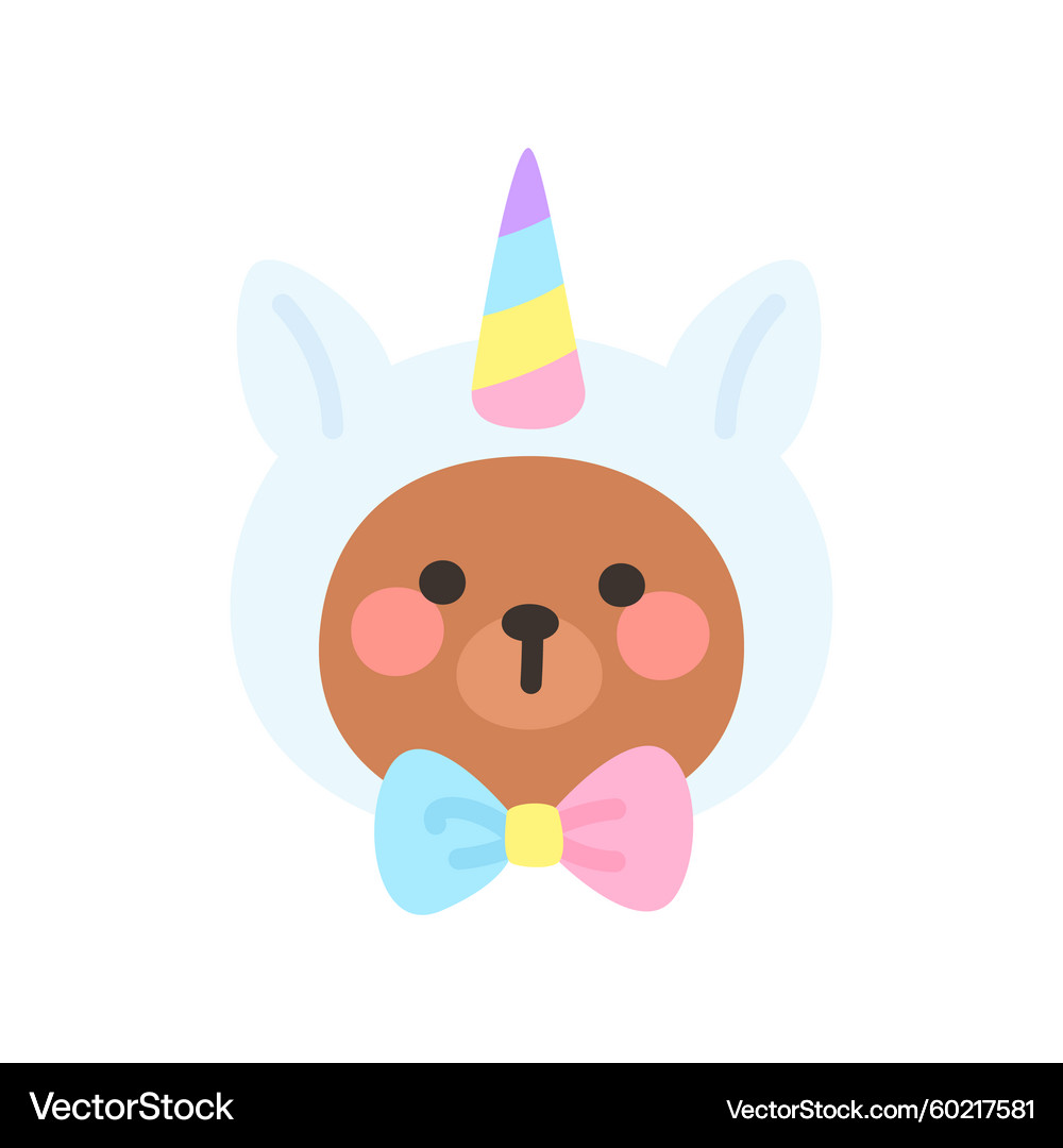 Cute Korean Bear with Unicorn Horn Royalty Free Vector Image