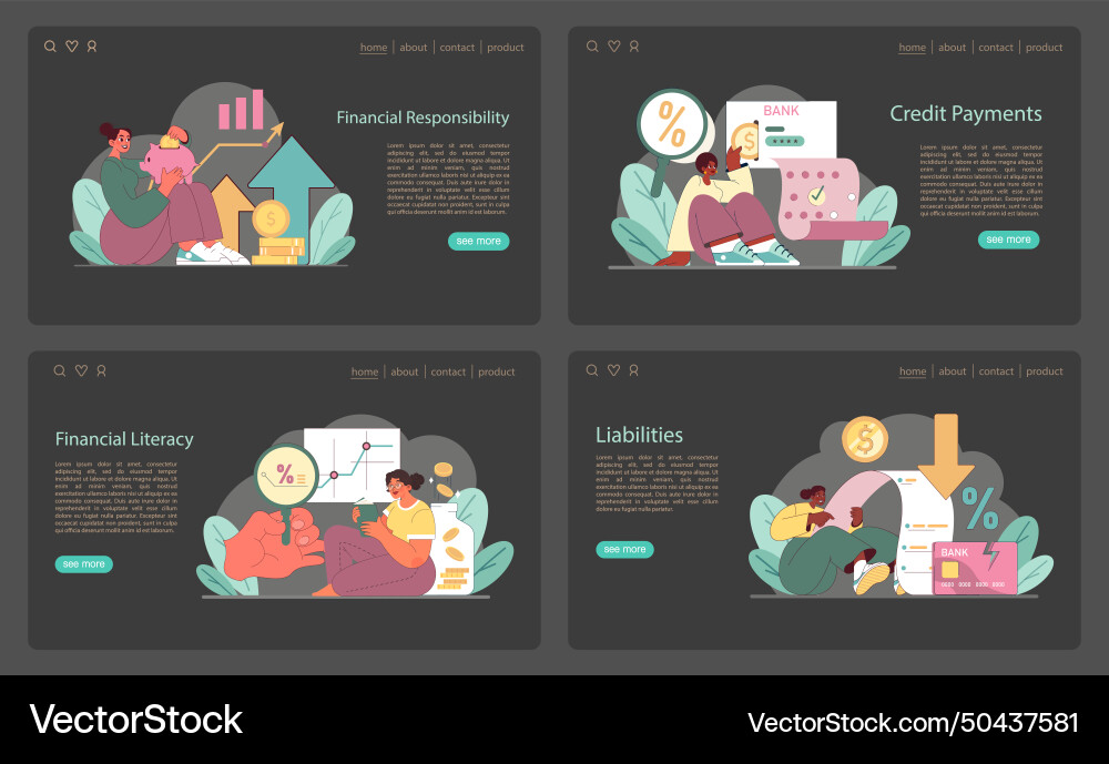Financial responsibility set prioritizing savings Vector Image