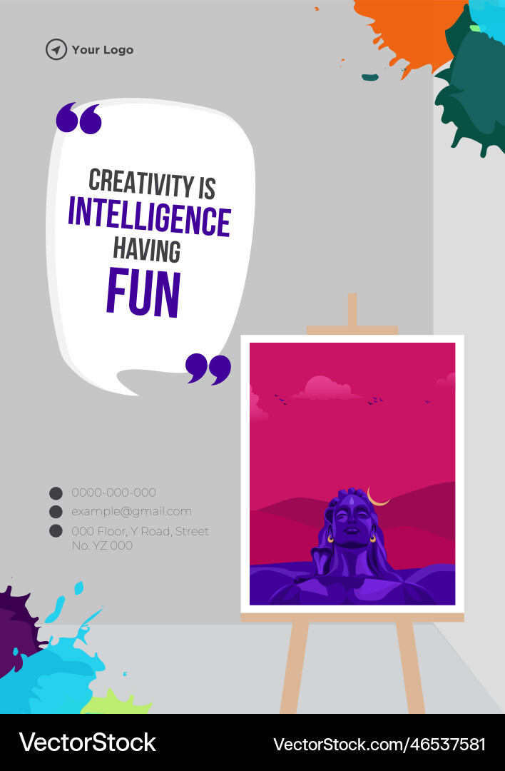 Flyer design of creativity is intelligence Vector Image