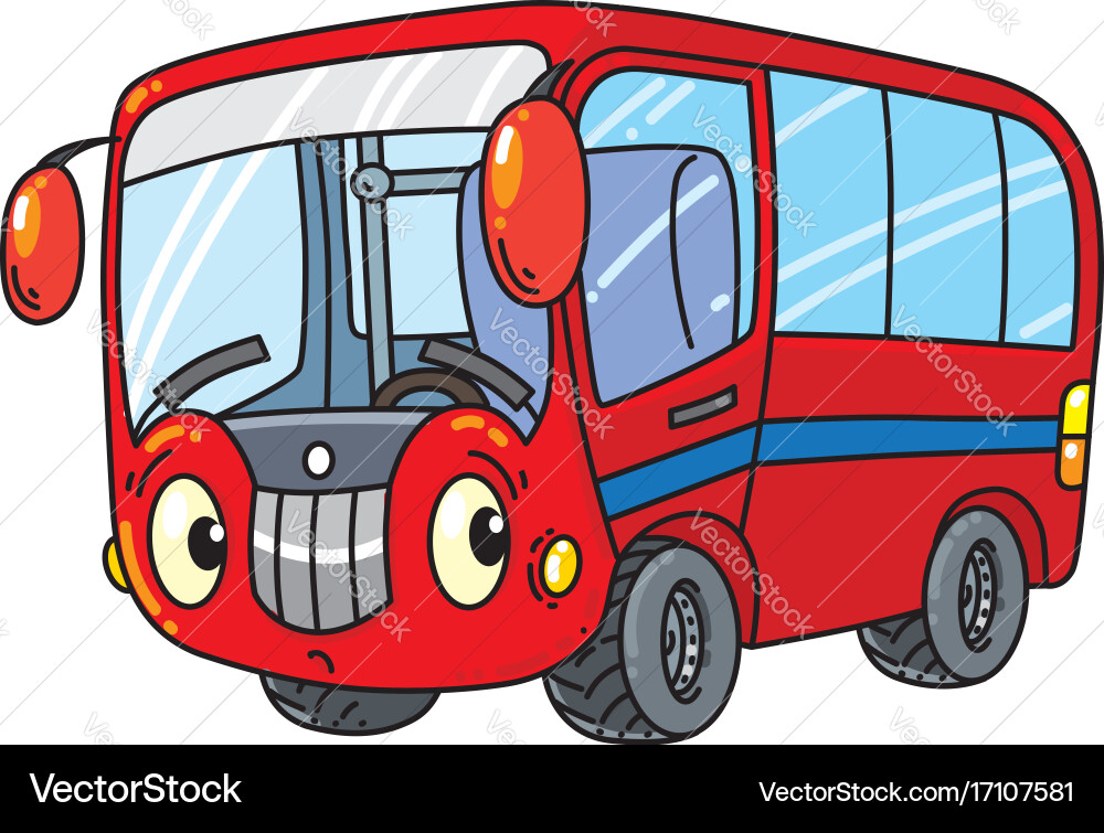 Funny small bus with eyes Royalty Free Vector Image