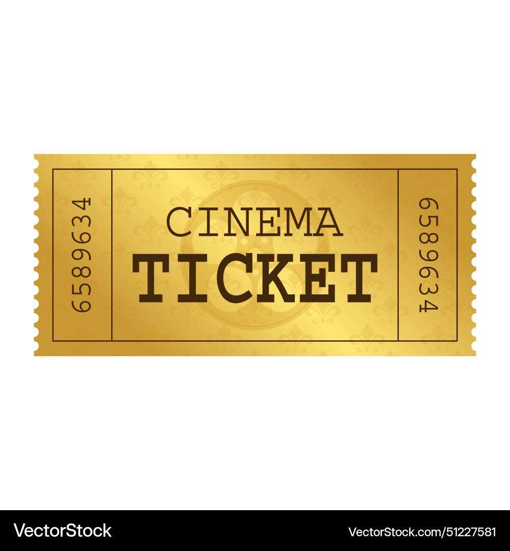 Golden ticket template cinema Royalty Free Vector Image