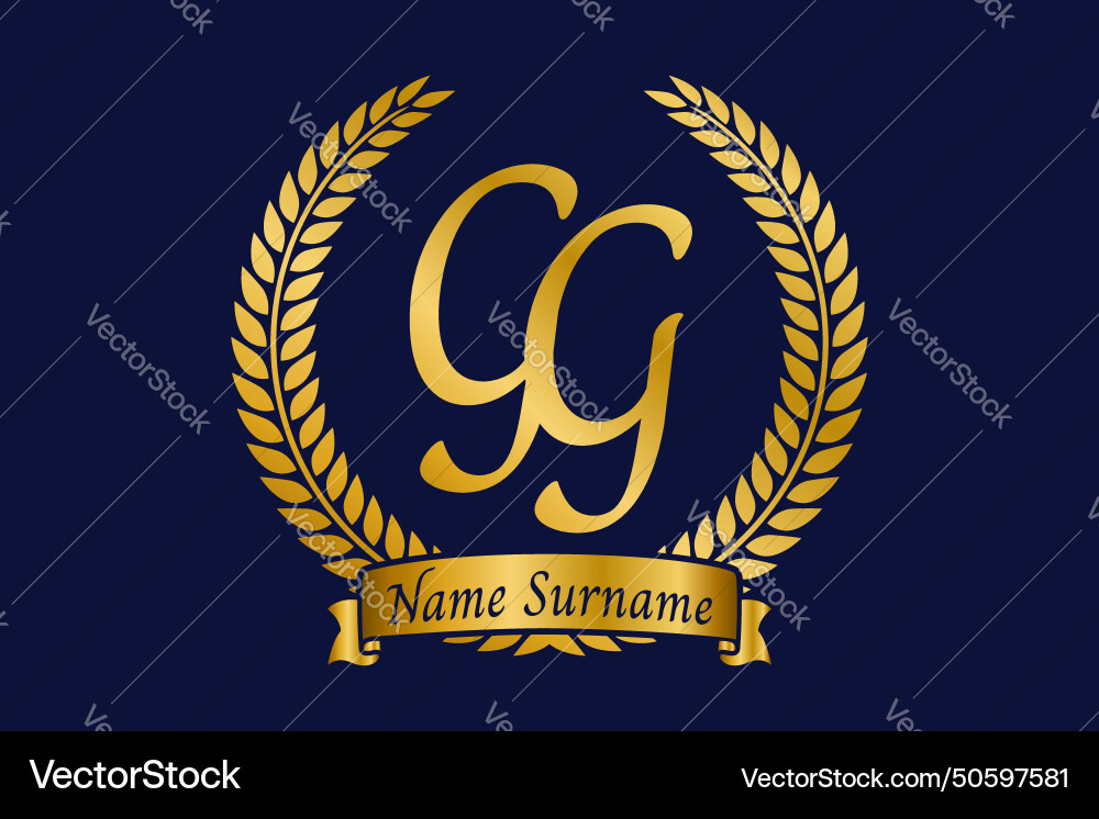 Initial letter g and gg monogram logo design Vector Image