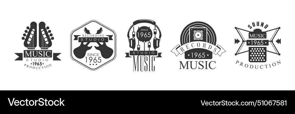 Music recording studio label and logo design Vector Image