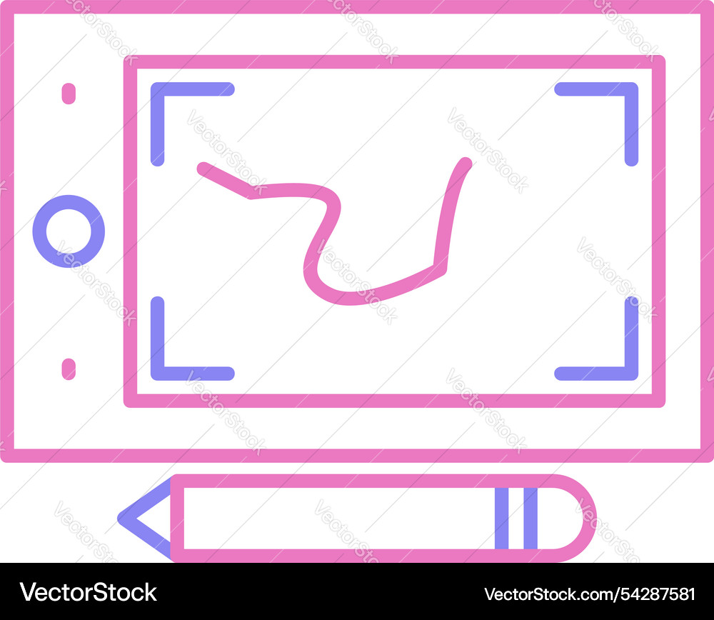 Pen tablet line two colour icon Royalty Free Vector Image