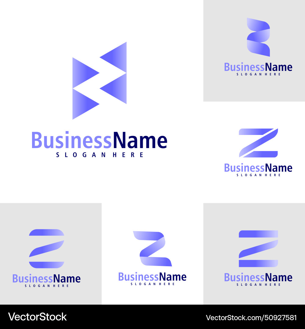 Set of letter z logo design creative initial Vector Image