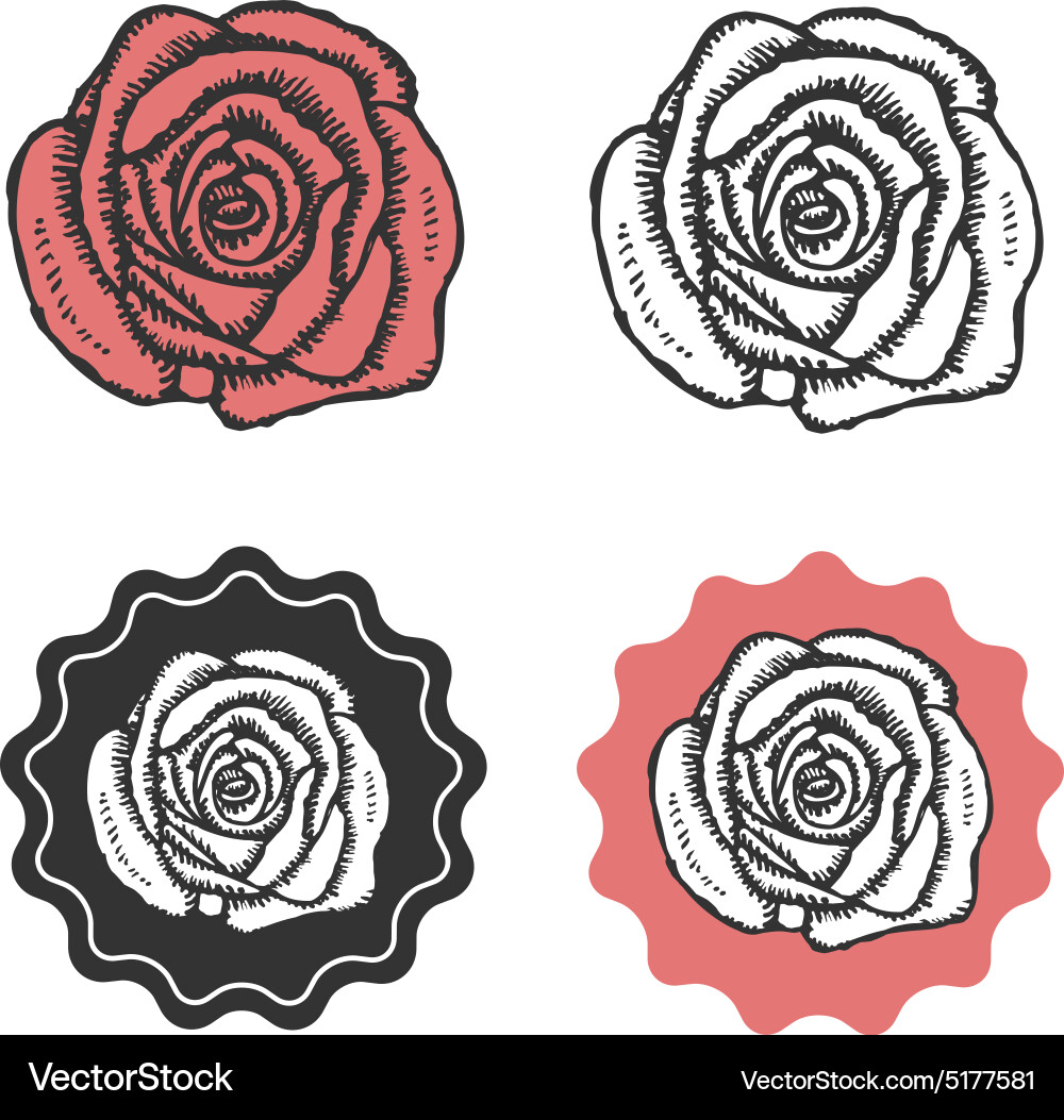 Vintage Rose Logo Emblem Royalty Free Vector Image