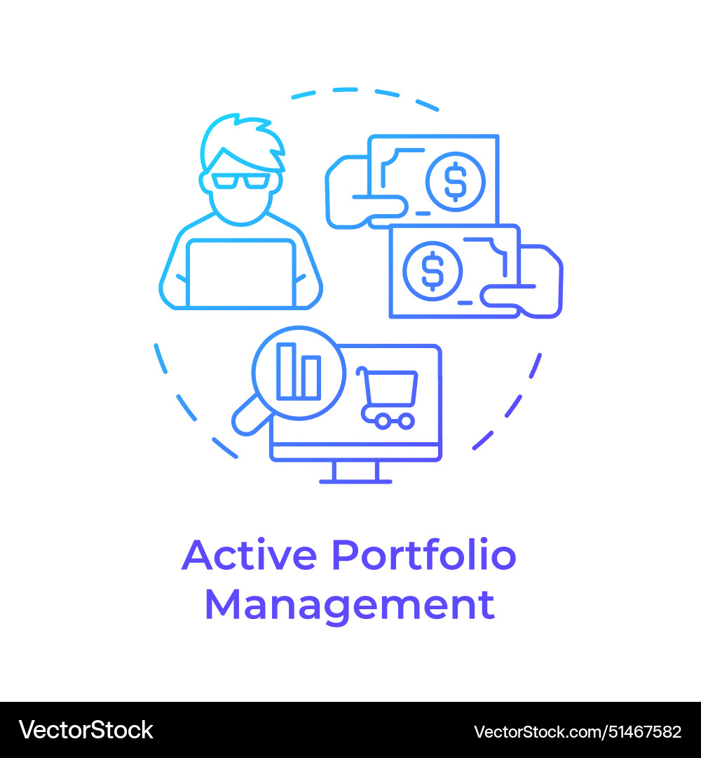 Active portfolio management blue gradient concept Vector Image