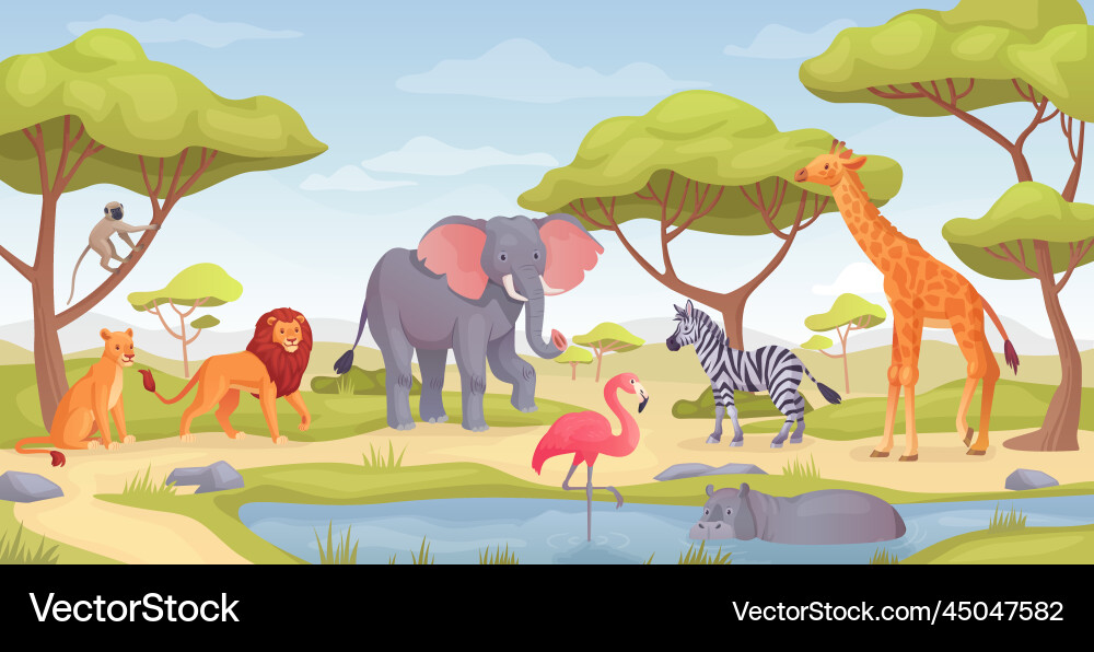 African Savanna Animals Royalty Free Vector Image