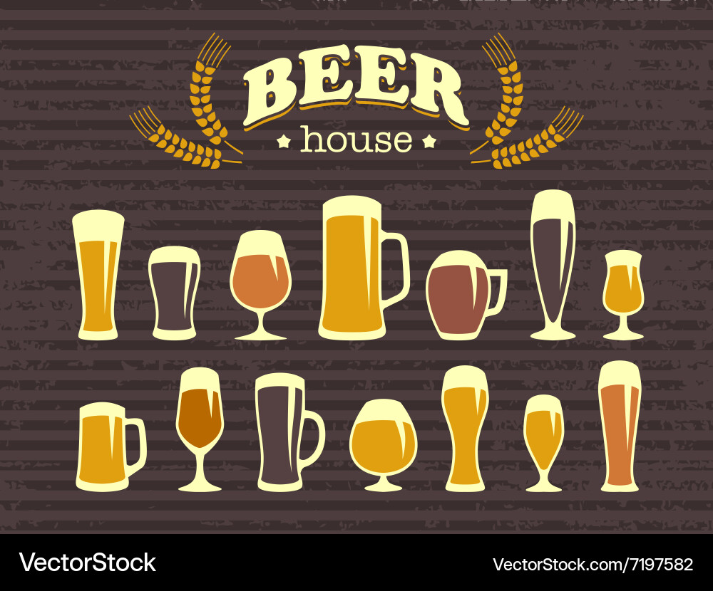 Beer glasses and mugs Royalty Free Vector Image