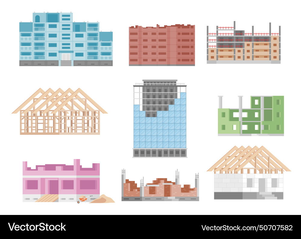 Building under construction site house frame Vector Image