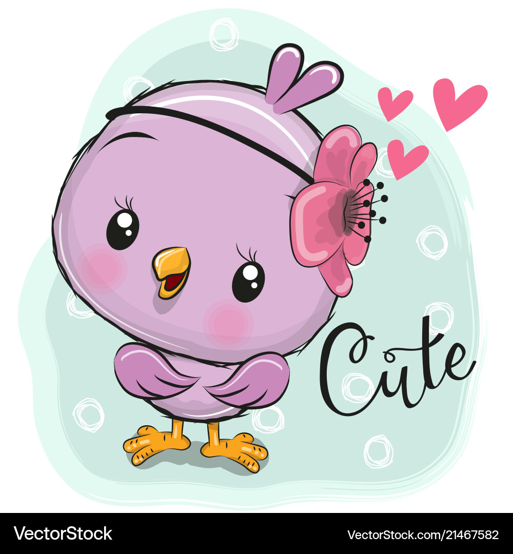 Cute chick on a blue background Royalty Free Vector Image