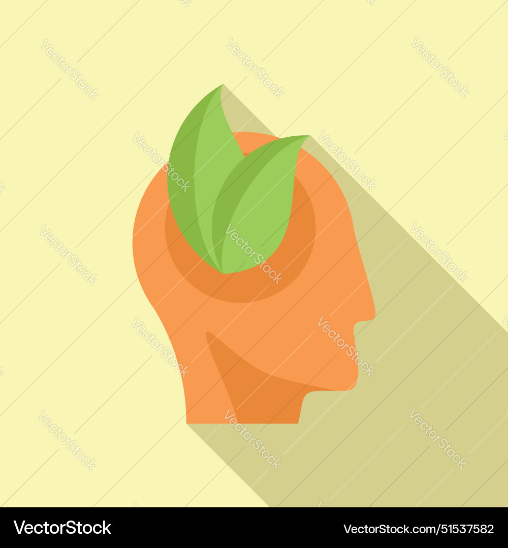 Flat design of a human head silhouette with Vector Image