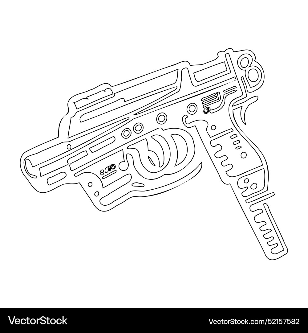 Gun galaxy outline sketch Royalty Free Vector Image