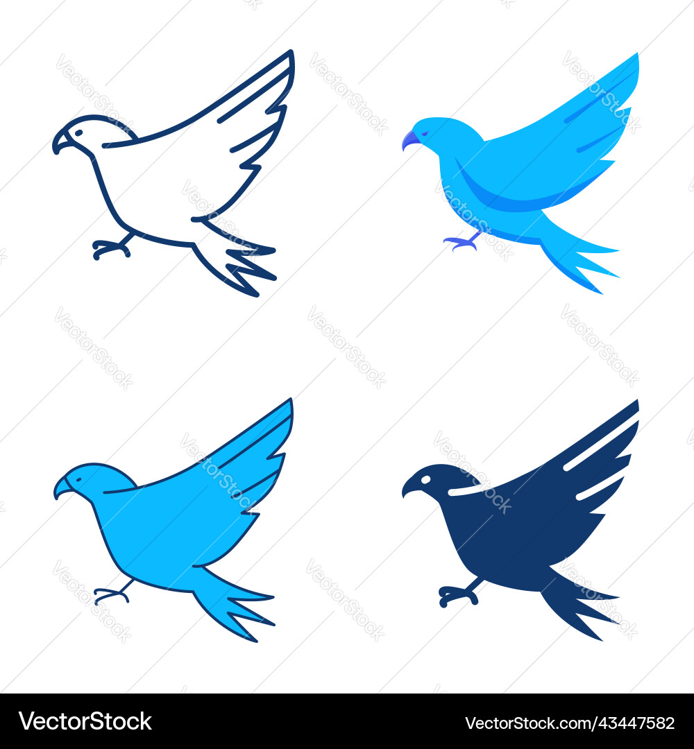 Hawk icon set in flat and line style Royalty Free Vector