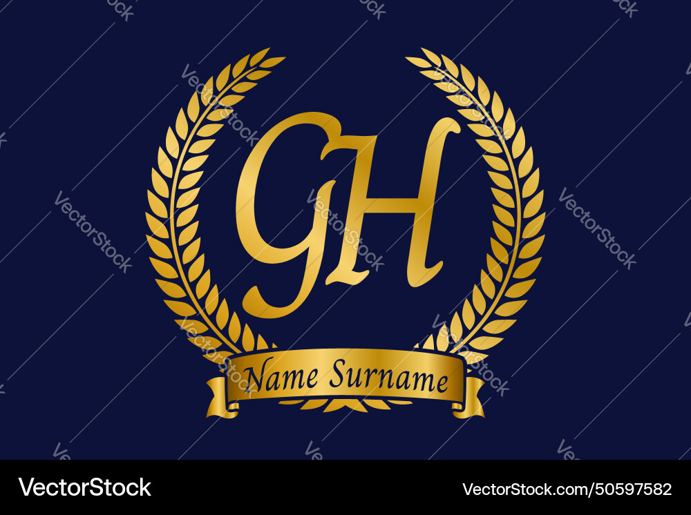Initial letter g and h gh monogram logo design Vector Image