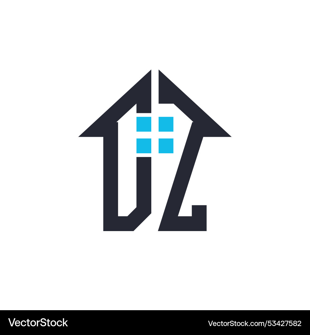 Initials dz house logo design creative letter Vector Image