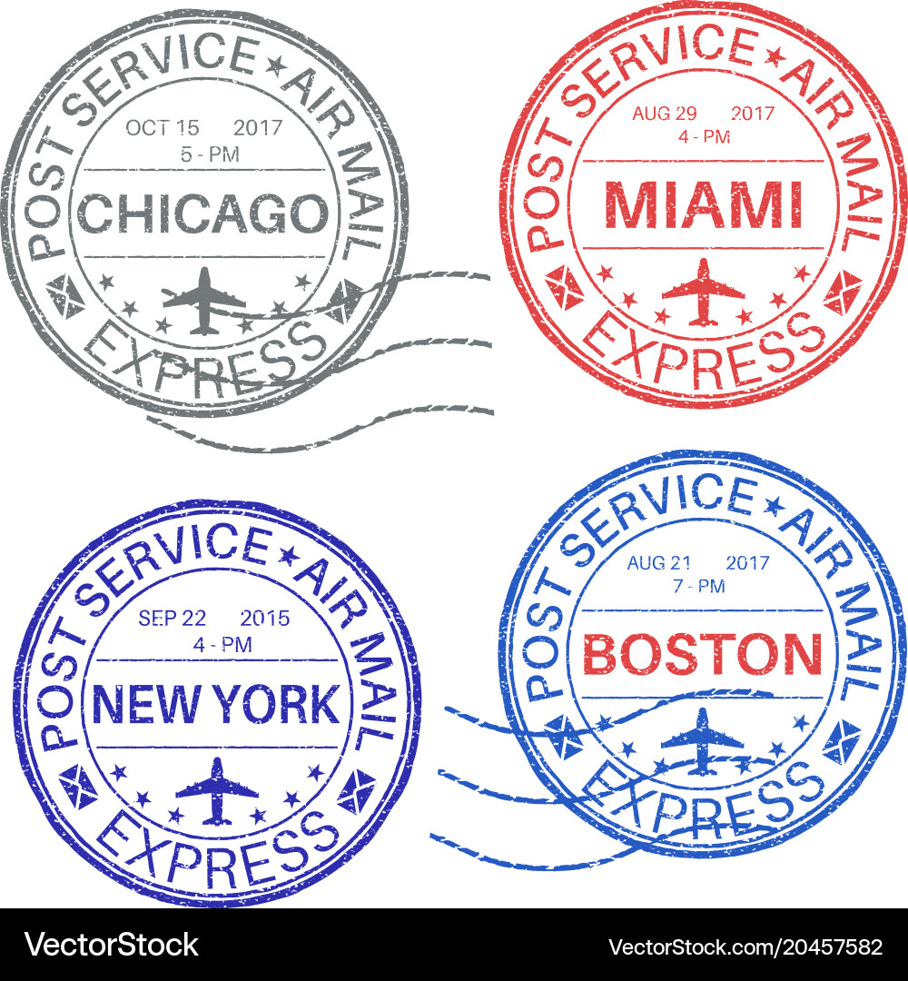 Ink Stamp Postmark Collection Royalty Free Vector Image