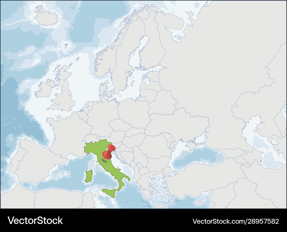 Italian republic location on europe map Royalty Free Vector
