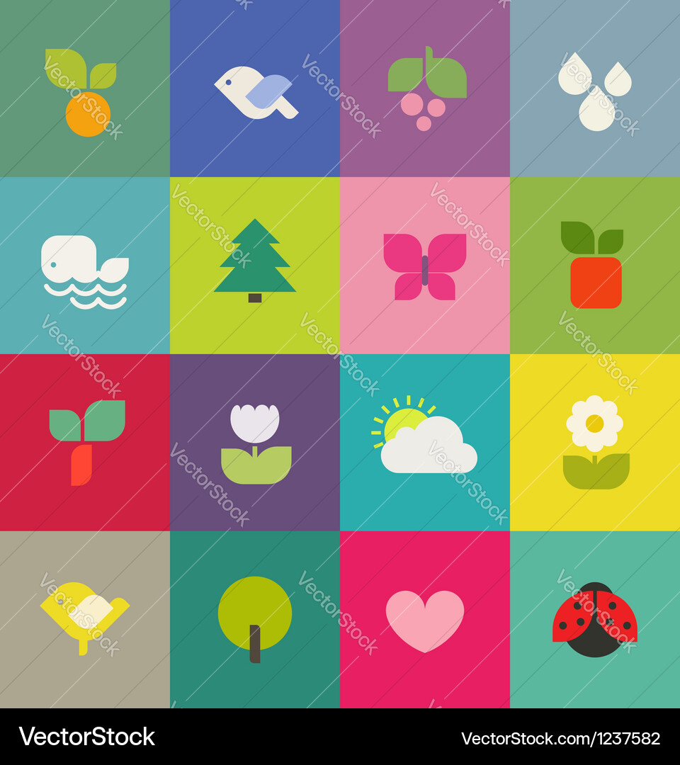 Nature Icon Set - Flat Design Royalty Free Vector Image